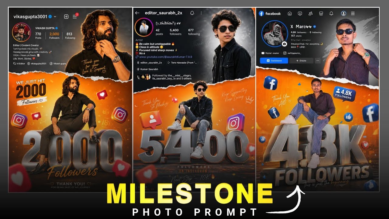 How to Create an Instagram Milestone Poster | Instagram Profile Followers Poster Editing