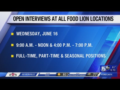 Open Interviews at all Food Lion Locations