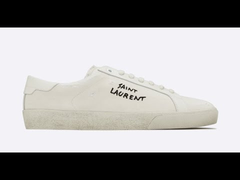 Saint Laurent COURT CLASSIC SL/06 EMBROIDERED SNEAKERS IN CANVAS AND LEATHER 611106 GUP10 9113