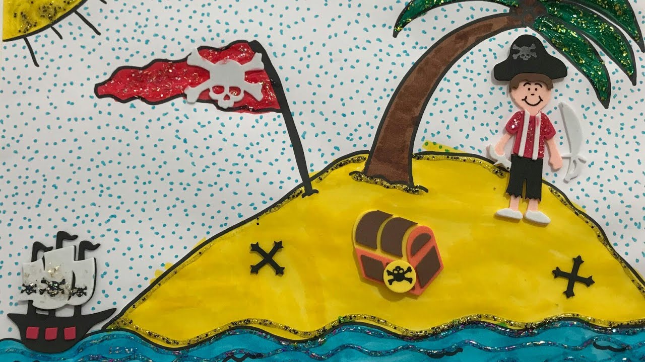 Colorear dibujos para niños: Isla del Tesoro Pirata ☠ 💰
