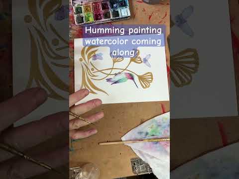 Hummingbird painting watercolor coming along