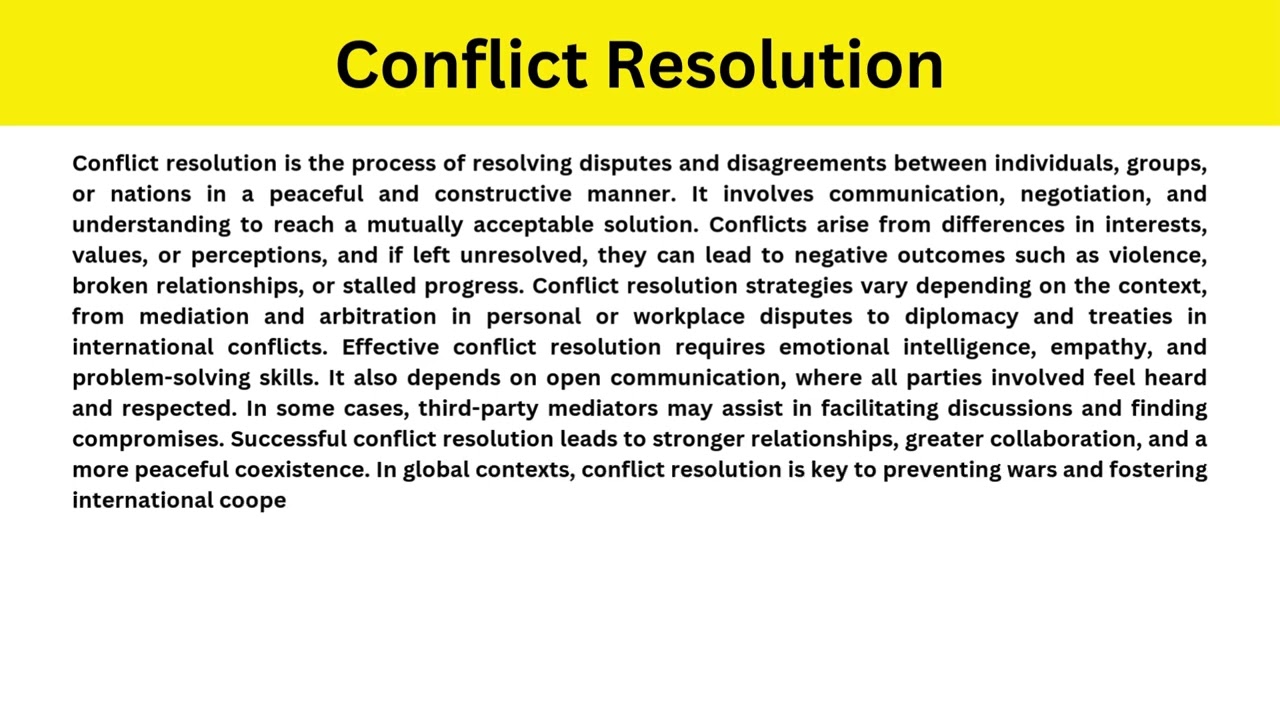 Short Paragraph on Conflict Resolution