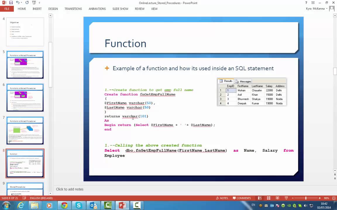 Stored Procedures vs Functions