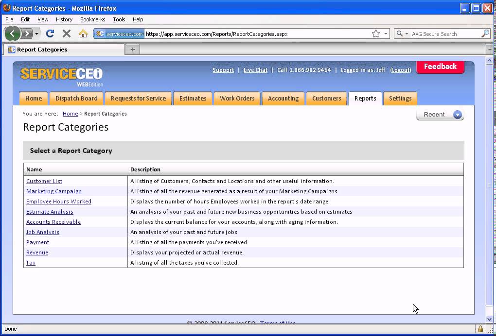 Report Categories Overview