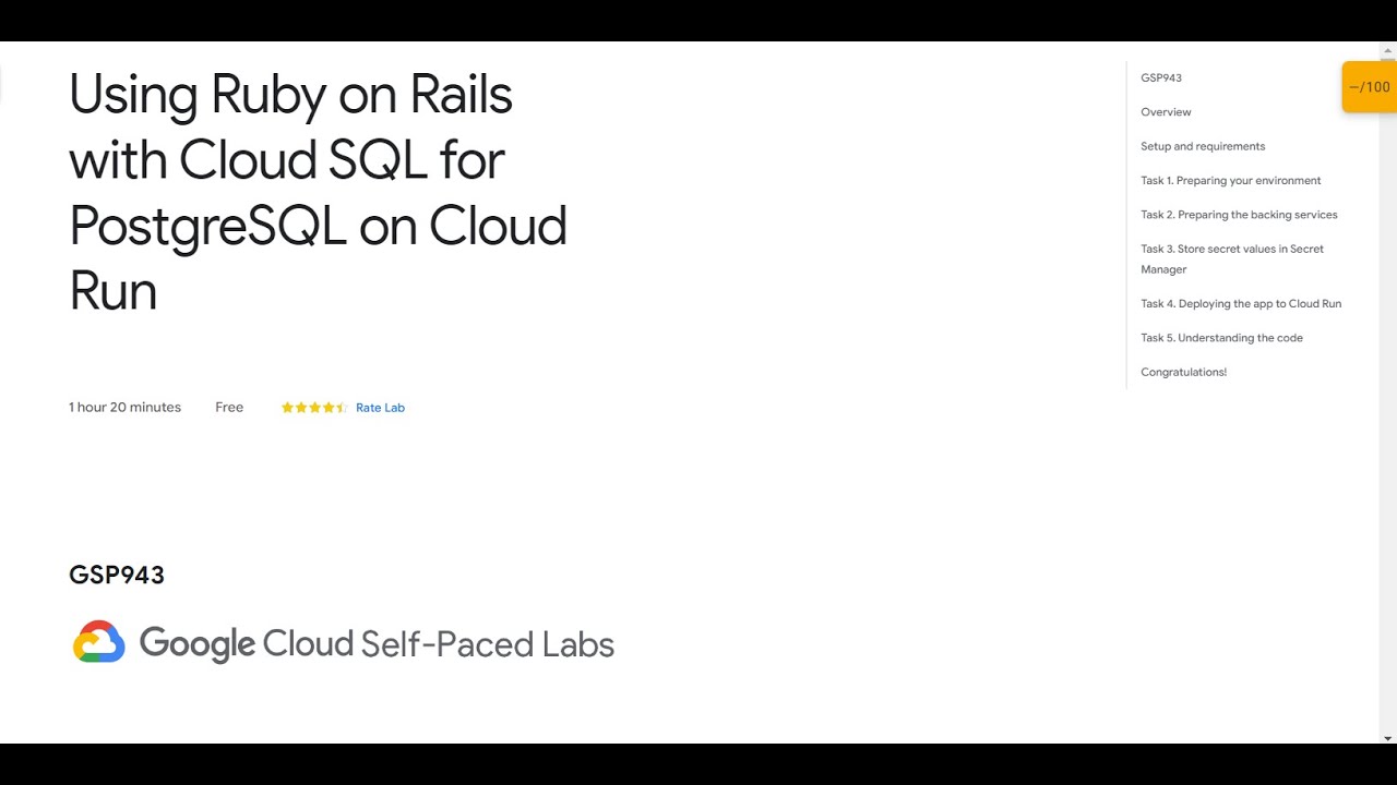 Using Ruby on Rails with Cloud SQL for PostgreSQL on Cloud Run Qwiklab