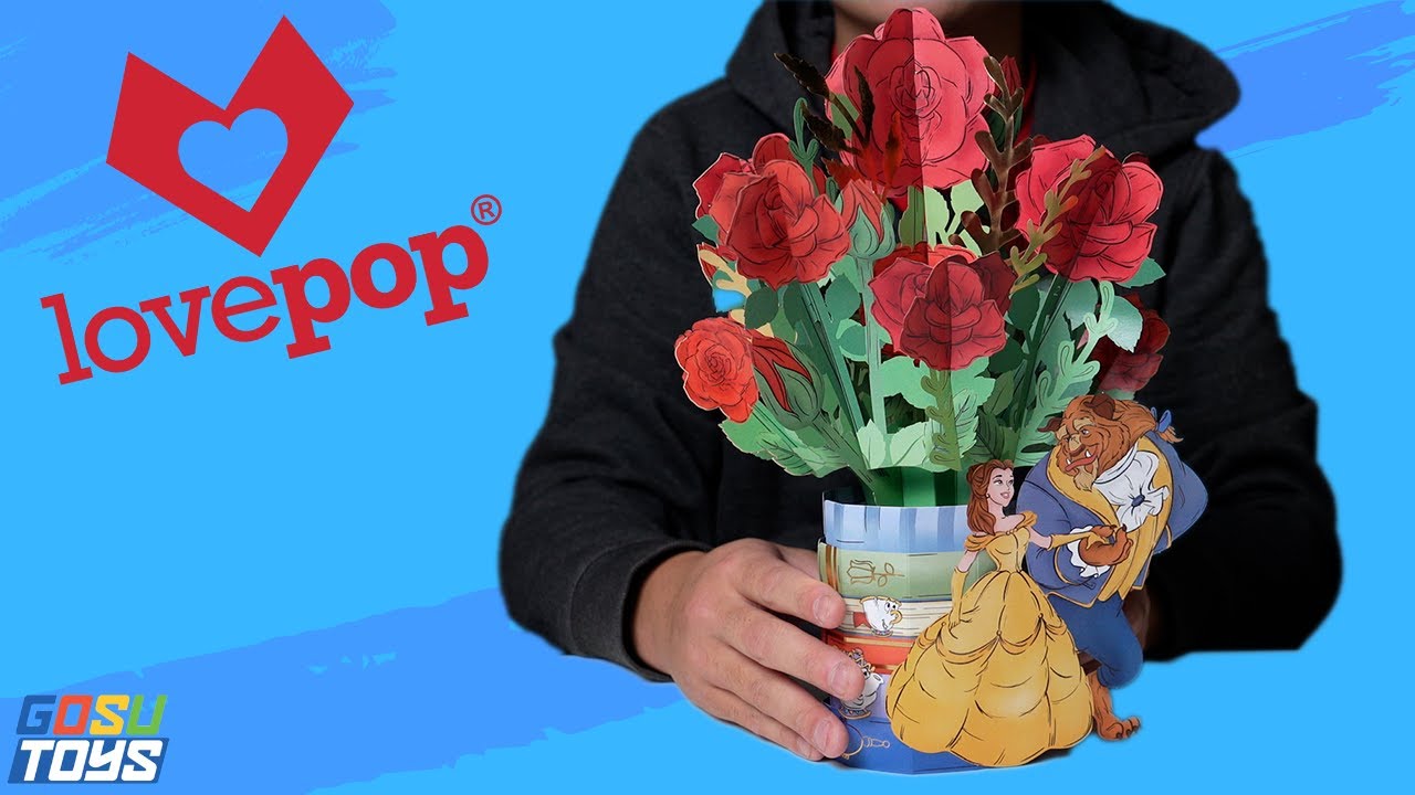 Lovepop Valentines Day Card 3D Disney Pop Up Beauty and the Beast Flower Bouquet Unboxing and Review