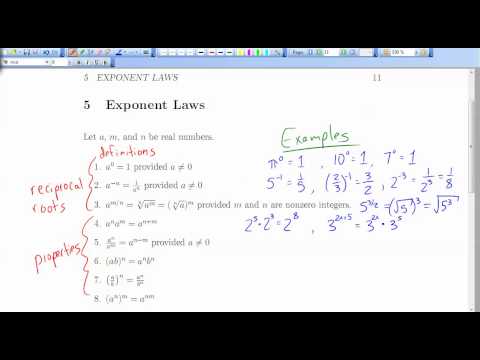 Exponent Laws