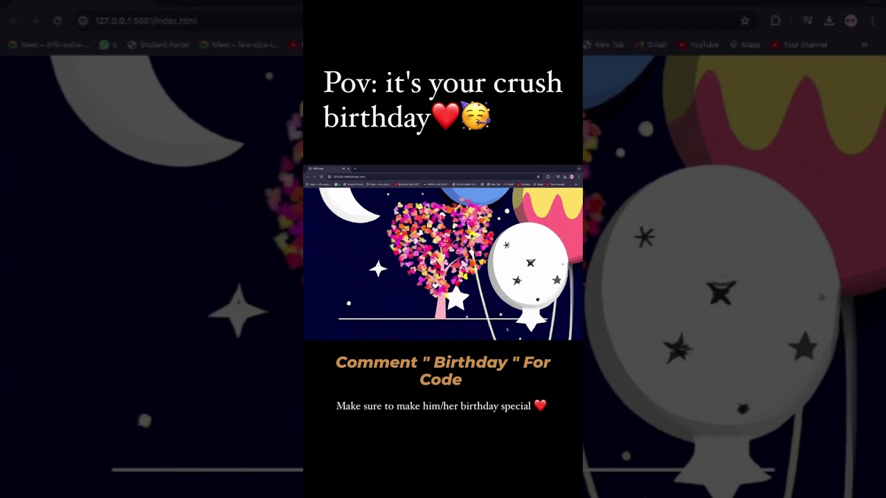 Birthday wishes code | Htlm code for birthday | impress crush with birthday code