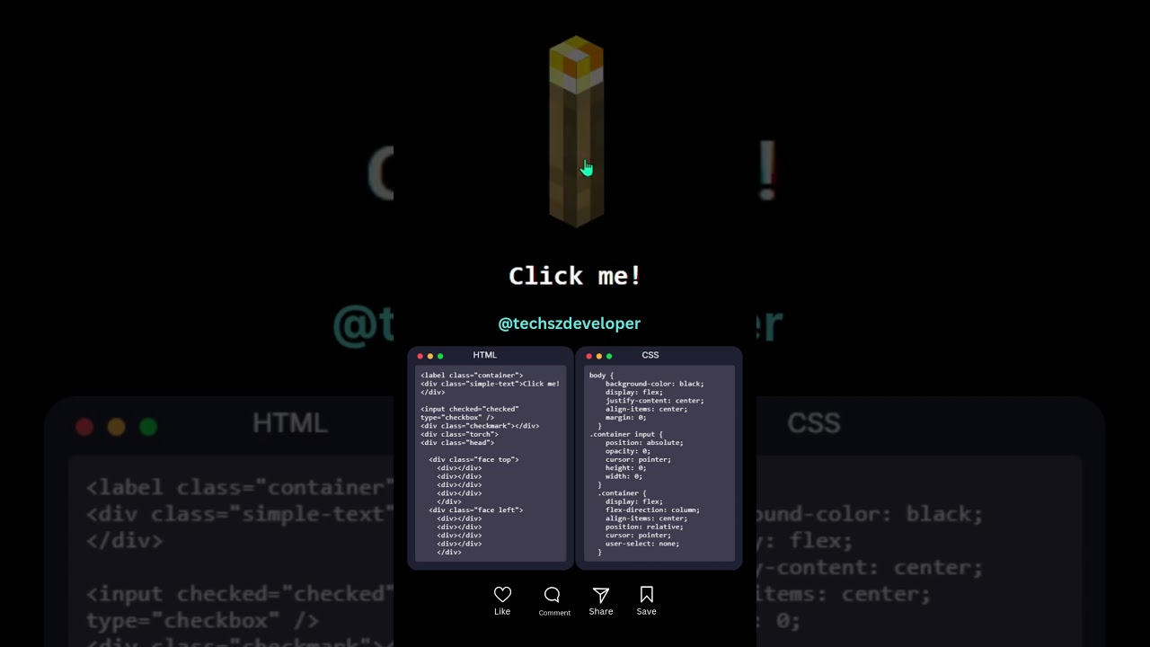 Minecraft Torch. #techszdeveloper#coding#webcoding#programminglanguage#automobile#webcode#javascript