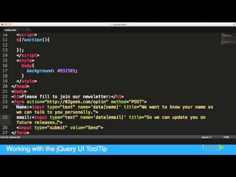 Learn jQuery UI Development Tutorial jQuery UI Tooltip | packtpub com - Mind Luster