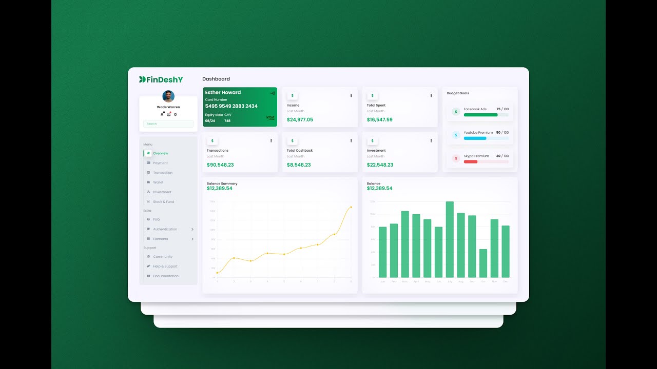 FinDeshY – Free Financial Bootstrap Dashboard Template