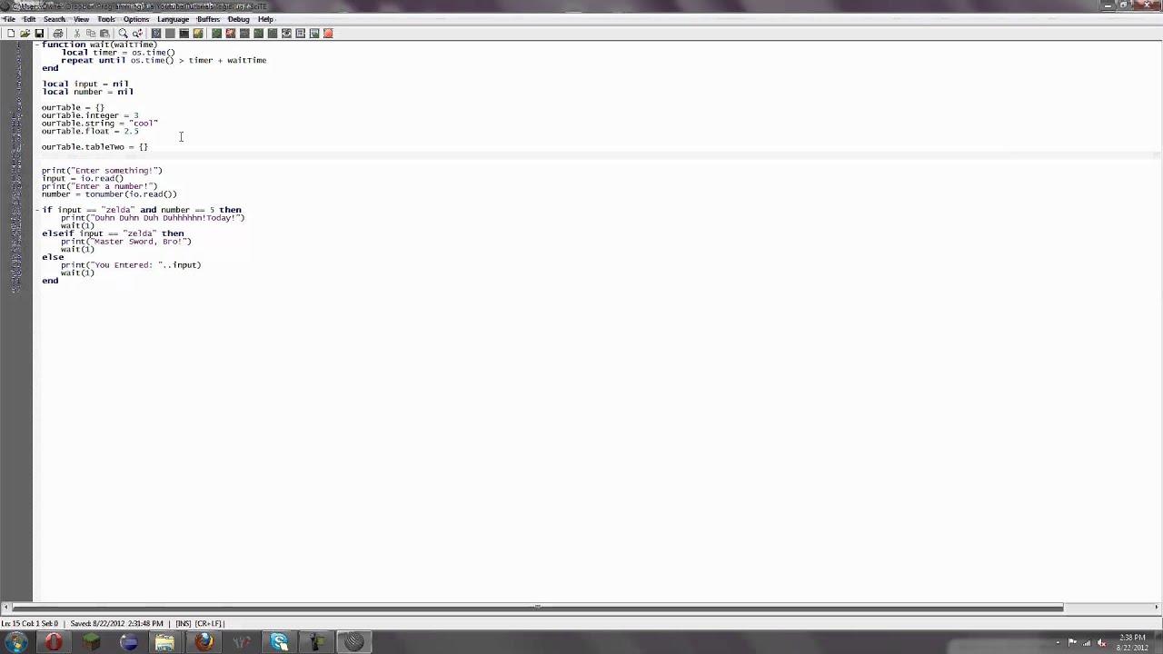 Lua Beginner Tutorials Lesson 4 - Tables