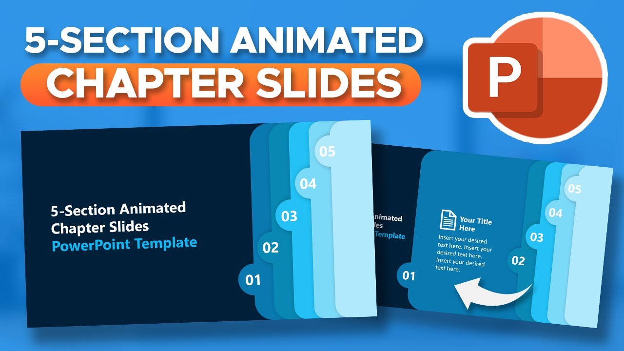 5-Section Animated Accordion Chapter Slides Template for PowerPoint