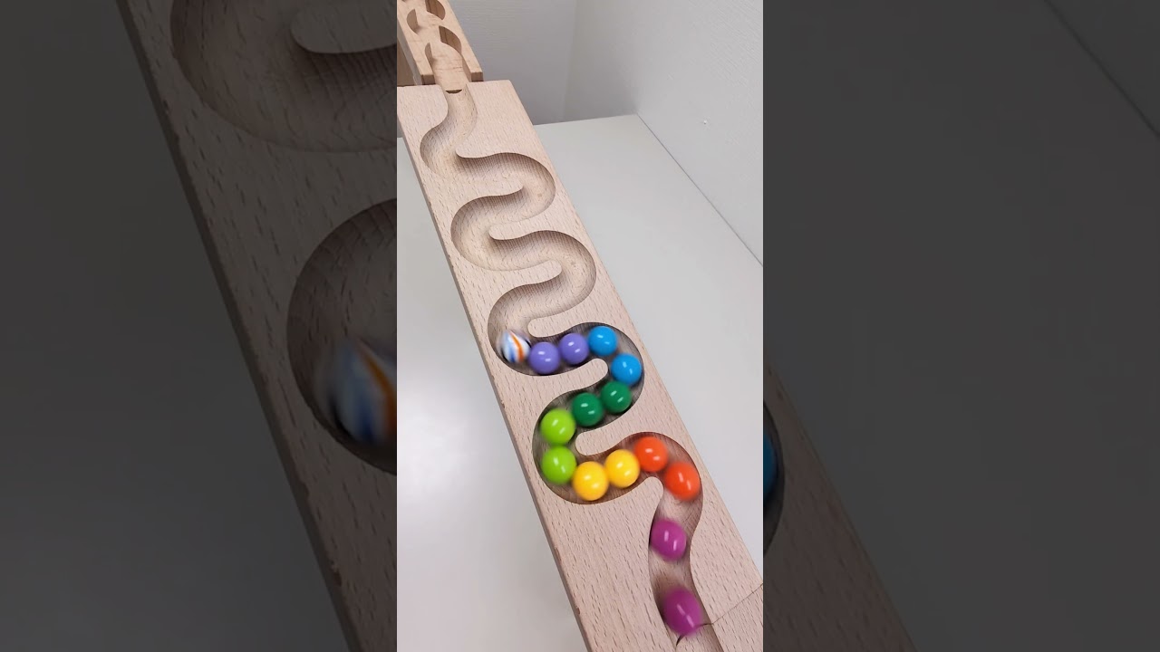 marble Run Race ASMR #239 Wooden Wave Course Colorful Marbles   #marblerun #marblerunrace #asmr