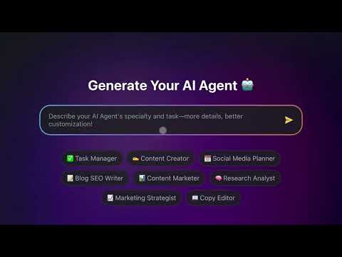 New Agent Generator – Custom AI Toolkits for Ultimate Automation!