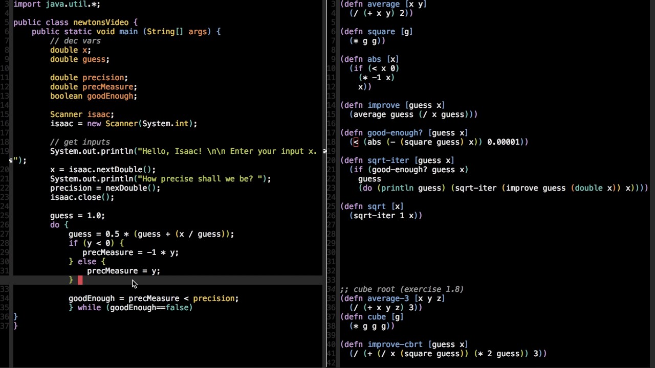 SICP Polyglots: Newton's square roots in java
