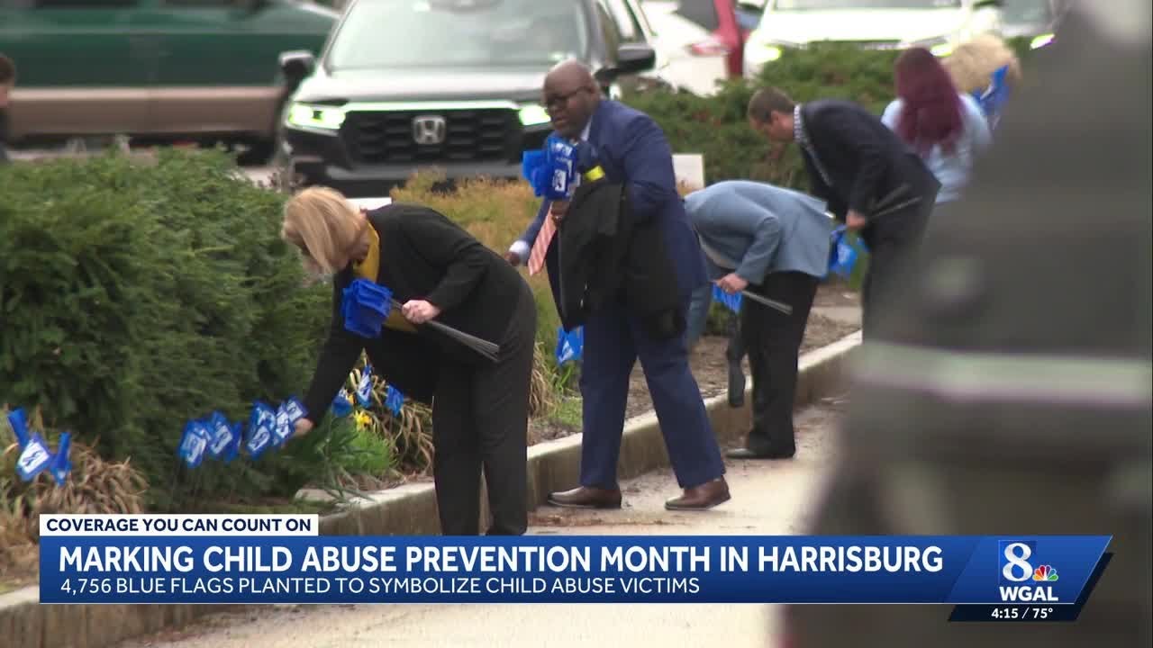 Harrisburg marks Child Abuse Prevention Month with blue flags display