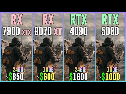 RX 7900 XTX vs RX 9070 XT vs RTX 4090 vs RTX 5080 - Test in 20 Games
