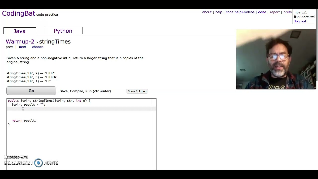 CodingBat Warmup2 stringTimes