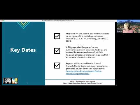 FEMA Region 8 Researchers Pre-Proposal Informational Q&A Session