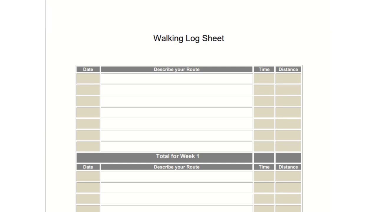 Walking Log Sheet pdf