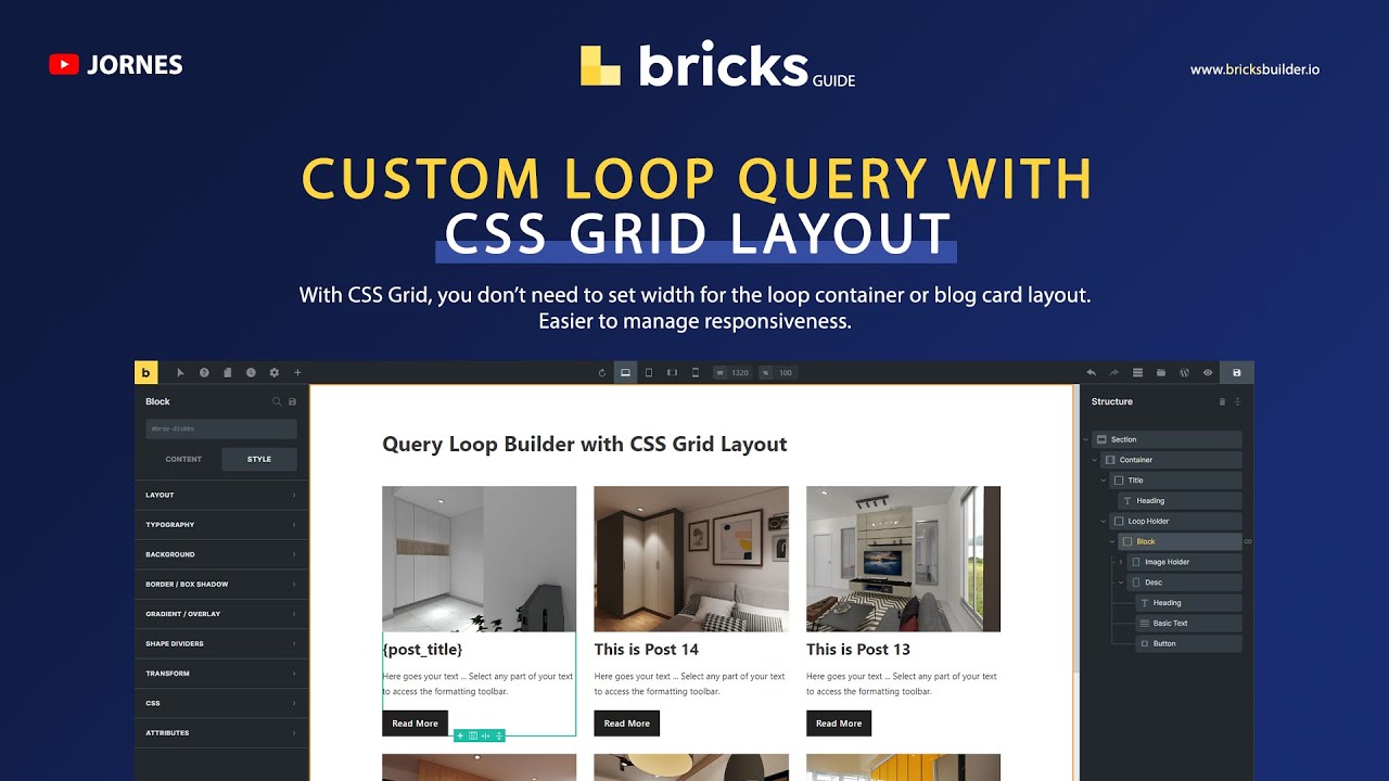 Bricks Builder -  Custom Loop Query with CSS Grid | Tutorials
