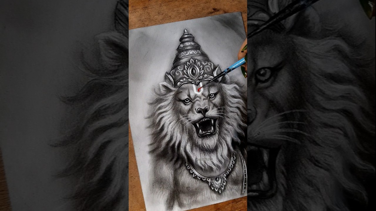 Mahavatar Narasimha drawing | Charcoal Art 🕉🕉 #art #drawing #mahavatarnarsimha #narasimha #shorts