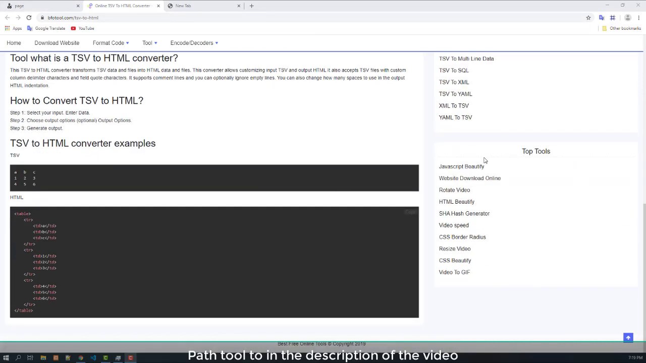 Online TSV To HTML Converter