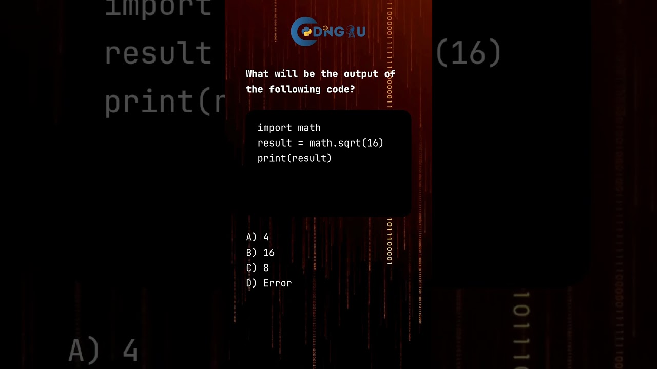 Python MCQ: Using math.sqrt() for Square Root