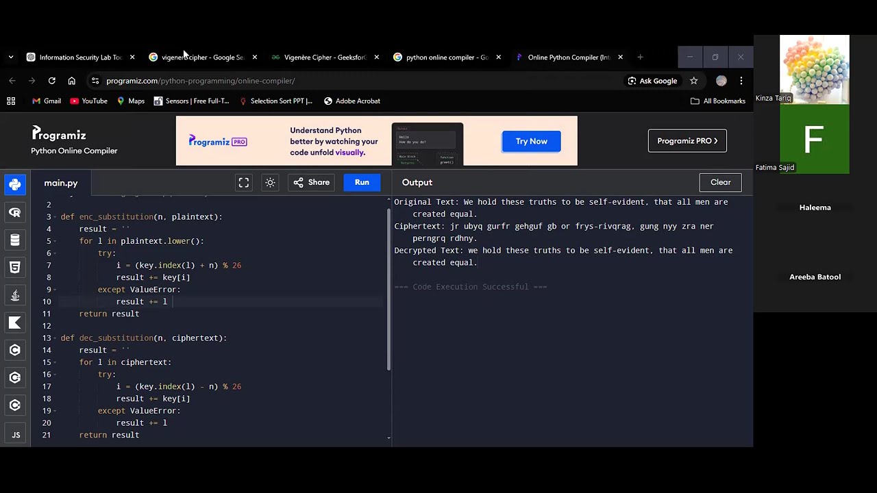 Information Security Lab|Cipher Implementation (Encryption & Decryption)| Caesar Cipher|Substitution