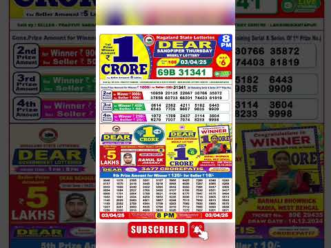 NAGALAND Lottery SAMBAD DEAREVENING 08 PM RESULT TODAY 03.04.2025 STATE DEAR LOTTERY
