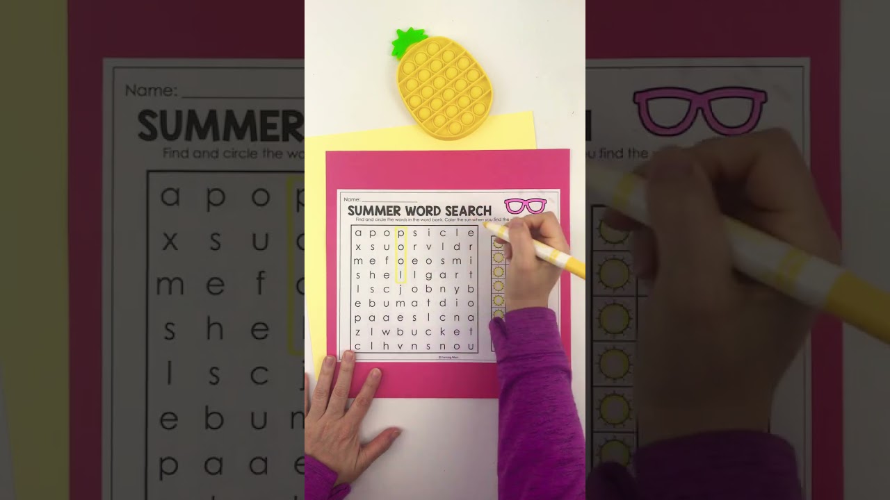 Summer Word Search for Kids Coloring Pages #summerlearning #preschool #kindergarten #summer