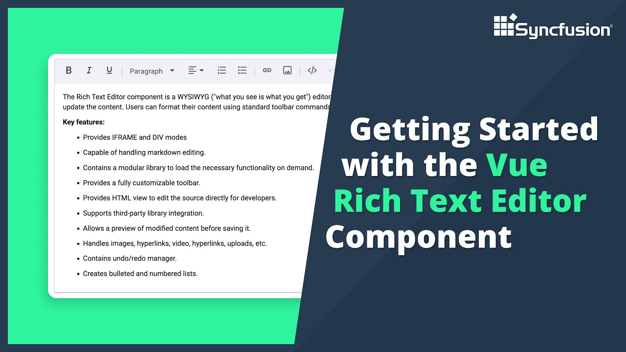 Getting Started with the Vue Rich Text Editor Component