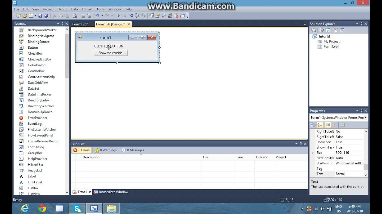 Visual basic programming tutorial 2. Variables and other toolbox functions