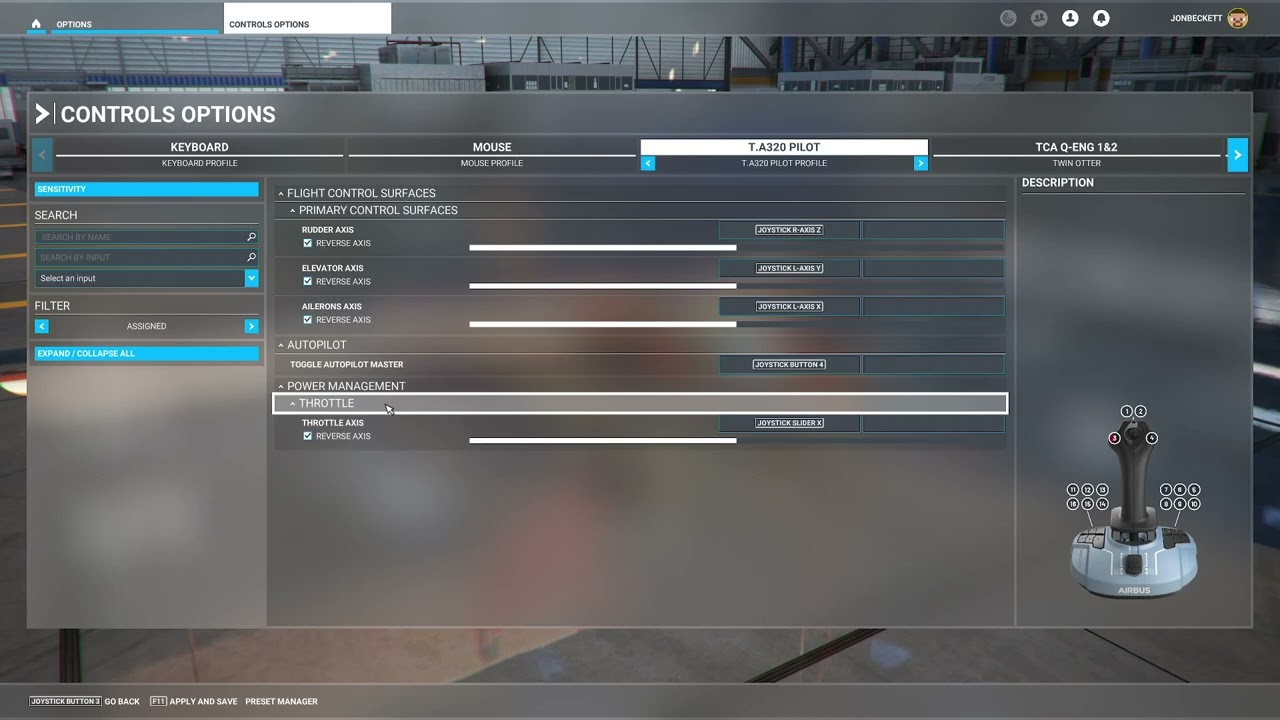 Configuring Controllers in Microsoft Flight Simulator