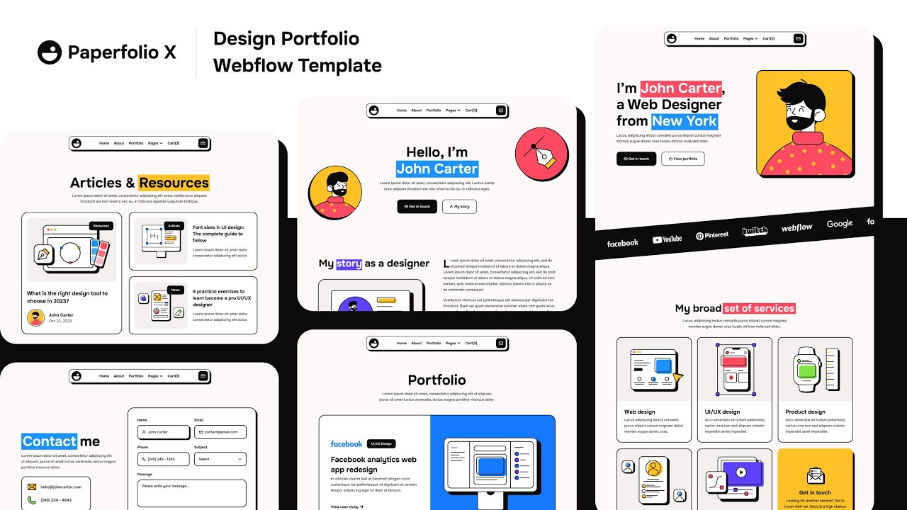 Paperfolio X - Creative Design Portfolio Webflow Template | BRIX Templates