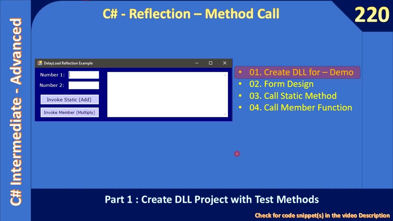 C# Reflection Method Call | Part 1 - Create Test Class | C# Advanced #220