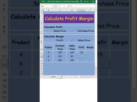 #Shorts - How to calculate profit margin in excel - Easy trick - #Profit margin on sales