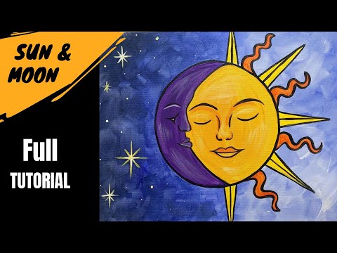☀️ EP122 'Boho Sun & Moon' easy acrylic painting sun and moon face tutorial