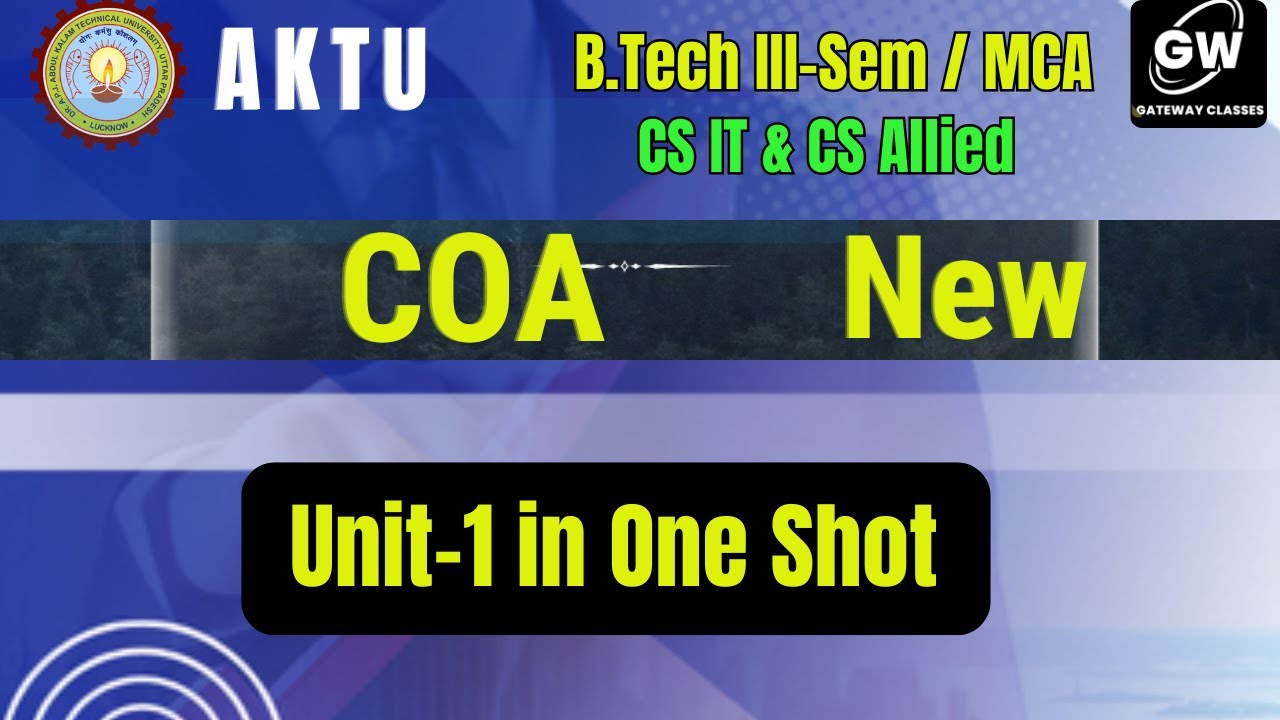 COA Unit-1 One Shot Revision I Gateway Classes