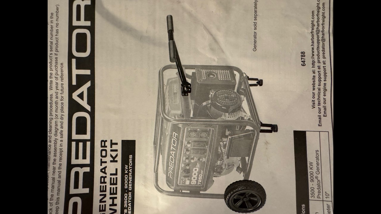 Predator Generator Wheel Kit Install:  DIY