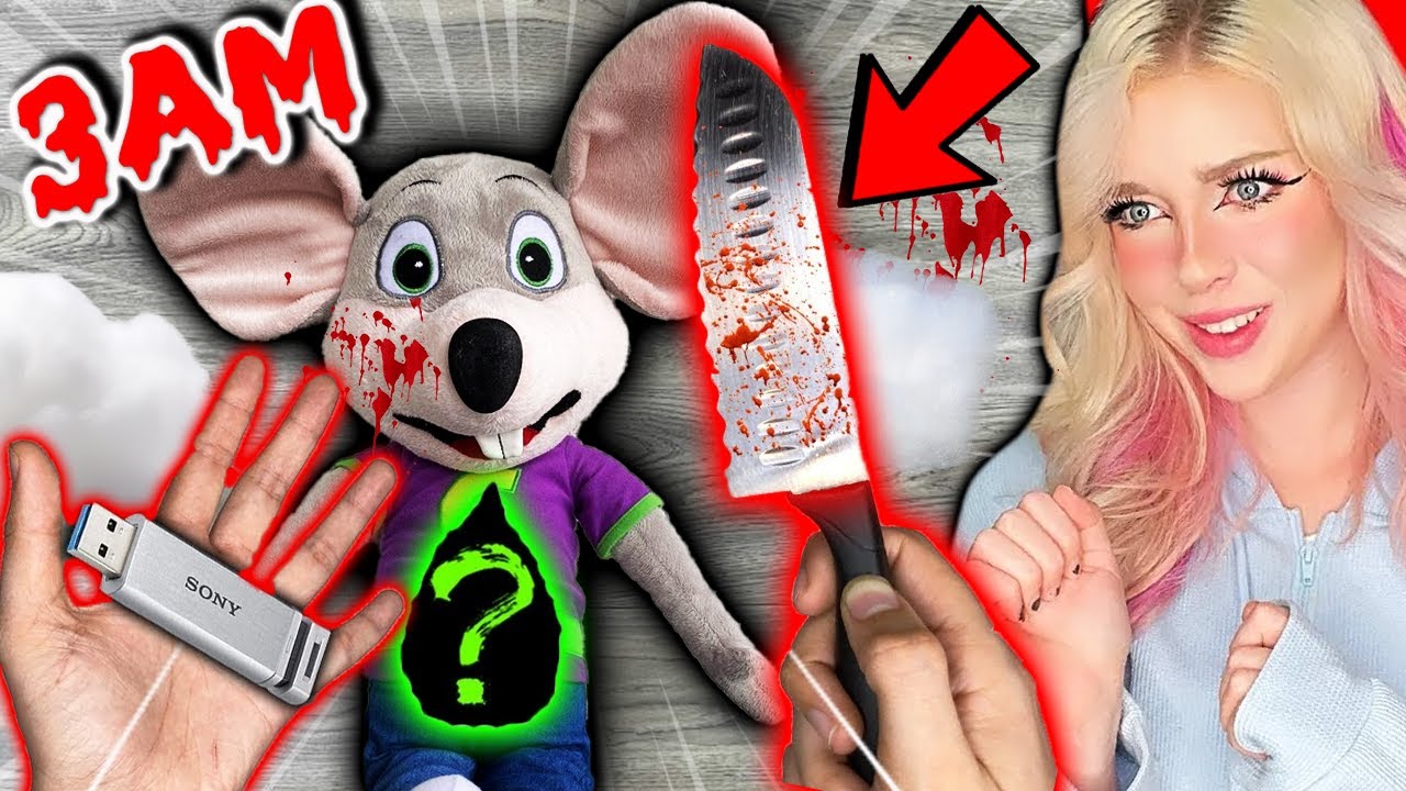 CUTTING OPEN HAUNTED CHUCK E CHEESE DOLL AT 3 AM!! (*SCARY WHAT'S INSIDE?*)