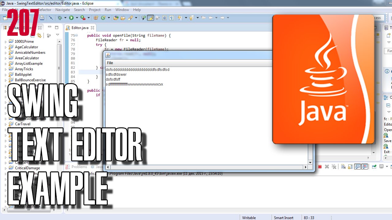 JAVA Simple text editor example - Swing API