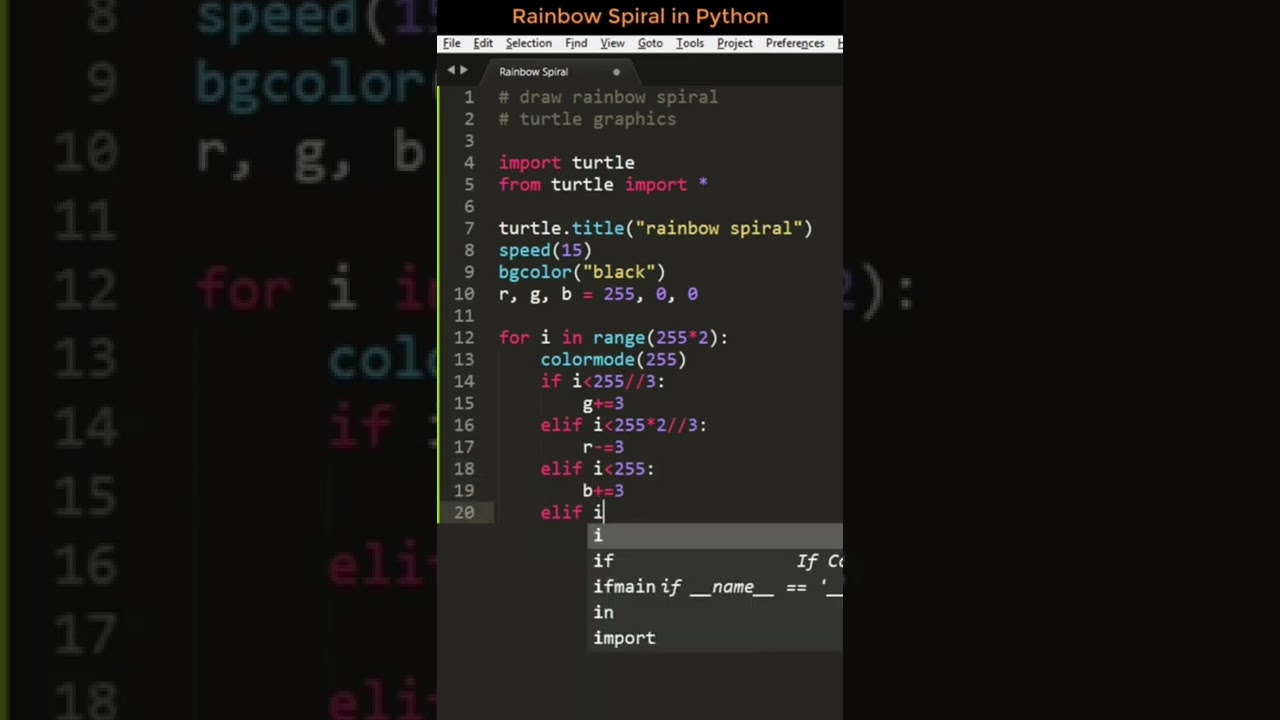How to make rainbow spiral in Python turtle library | #python #programming #coding #pythontricks