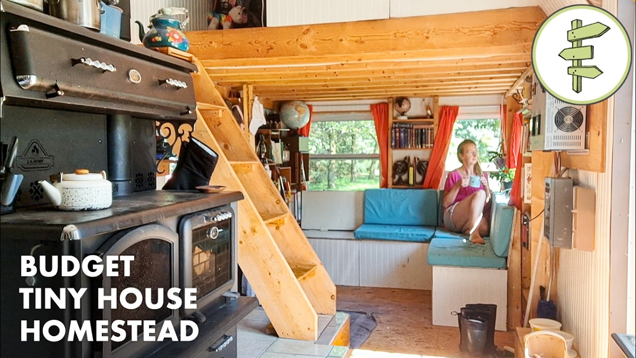 Mother of 2 Living on a Tight Budget in Her DIY Tiny House & Growing 50% of Her Food