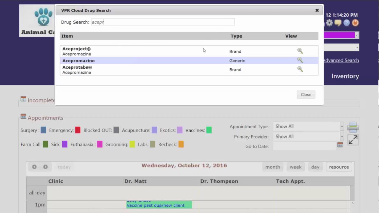 eVetPractice - VPR Drug Search