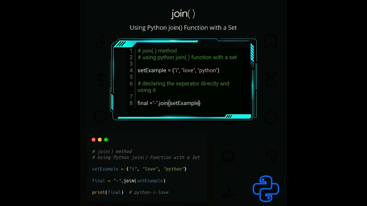 join with Set | python tutorial #shorts #python #pythonprogramming