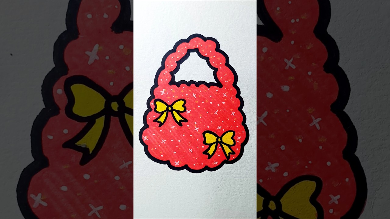 ASMR Coloring Cute Red Handbag ✨👜 #drawing #asmr #minisatisfying #art #ytshorts