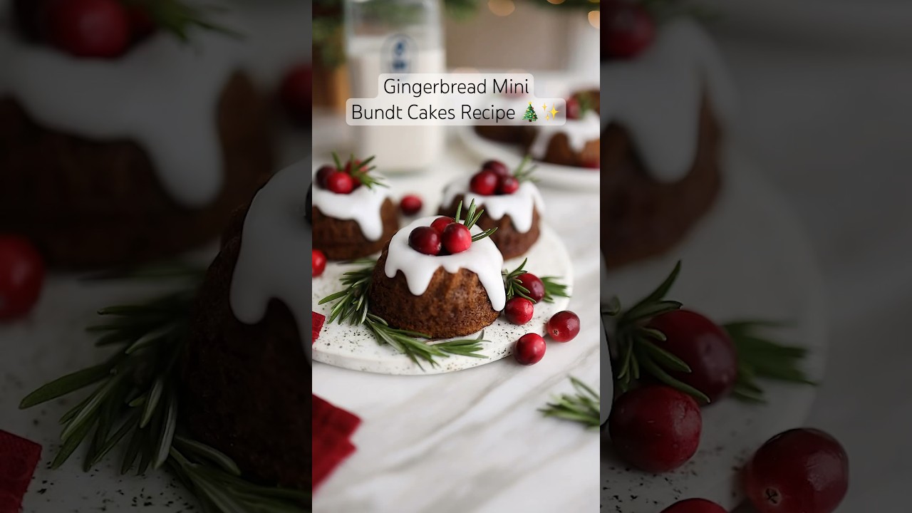 Festive Baking Delight: Gingerbread Mini Bundt Cakes Recipe for a Merry Christmas! Full Recipe on YT
