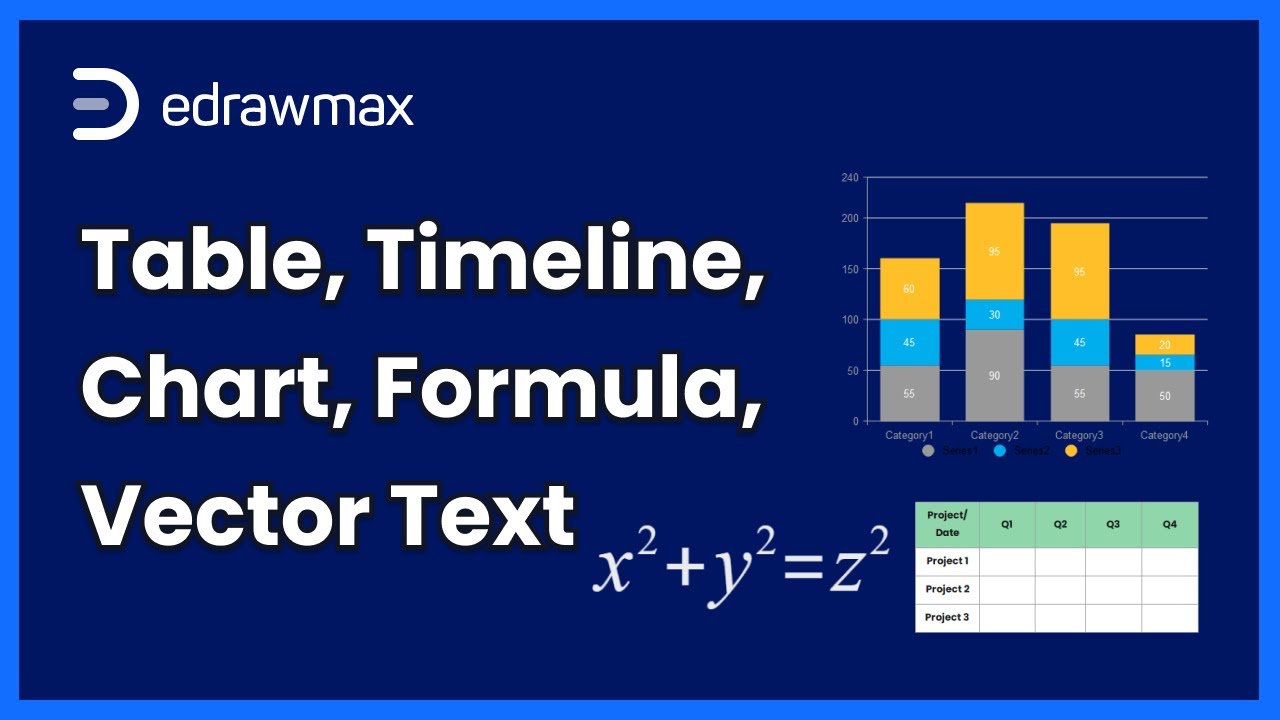 Insert Table, Timeline Diagram, Chart, Formula, Vector Text, QR Code | EdrawMax Tutorial